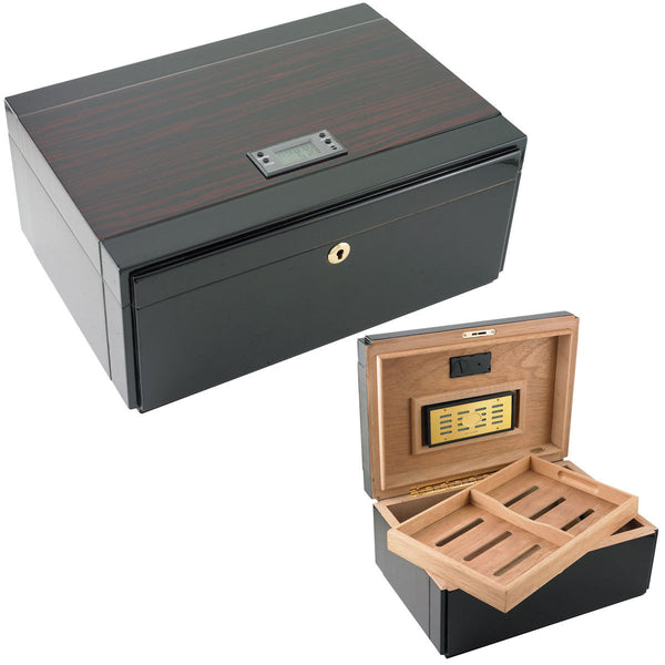 Cuban Crafters El Embajador Humidor with Digital Hygrometer for 120 Ci ...